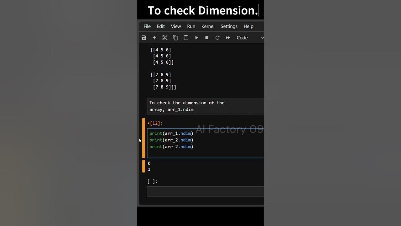 Dimensions of array, Describing Dimension #ai #shorts #numpy #python #program #education #array ...