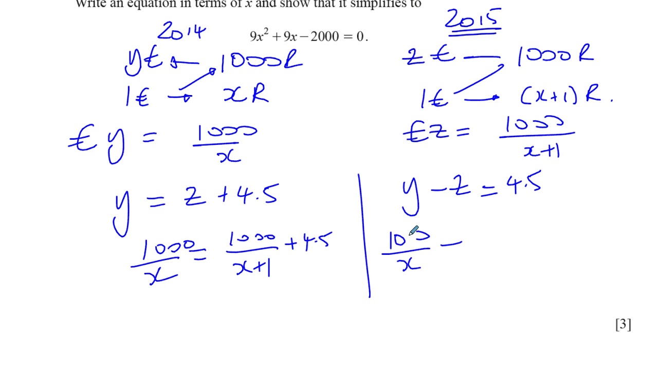 0580 42 O N 16 Q7b ii Constructing Equations from word problems - YouTube