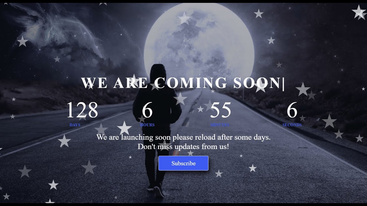 Responsive coming soon page using HTML CSS Javascript.Source code link ...