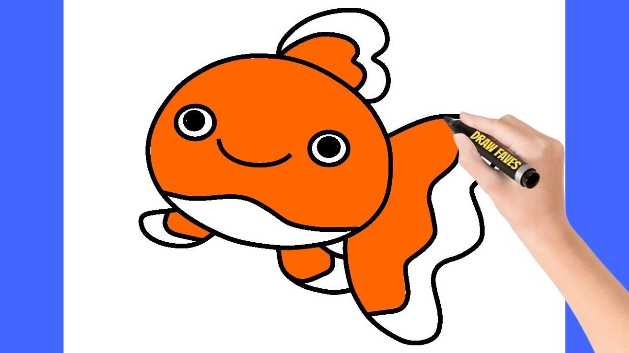 Goldfish Drawing | How to Draw a Cute Fish | Coloring & Painting for ...