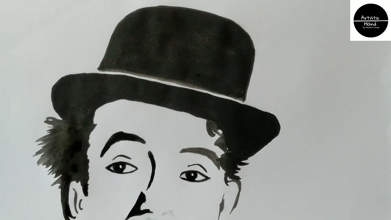 How to draw Charlie Chaplin easy and simple symbolic monocromatic ...