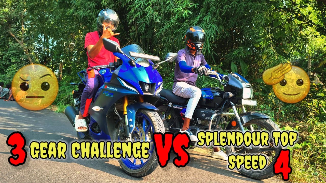 R15 v4 3 gear Vs Splendour 4 gear Top Speed Race || Aero Scissors Vlog ...