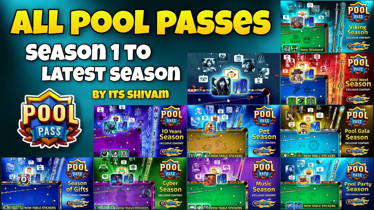 FIRST SEASON TO LATEST SEASON OF POOL PASS IN 8 BALL POOL || ITS SHIVAM ...