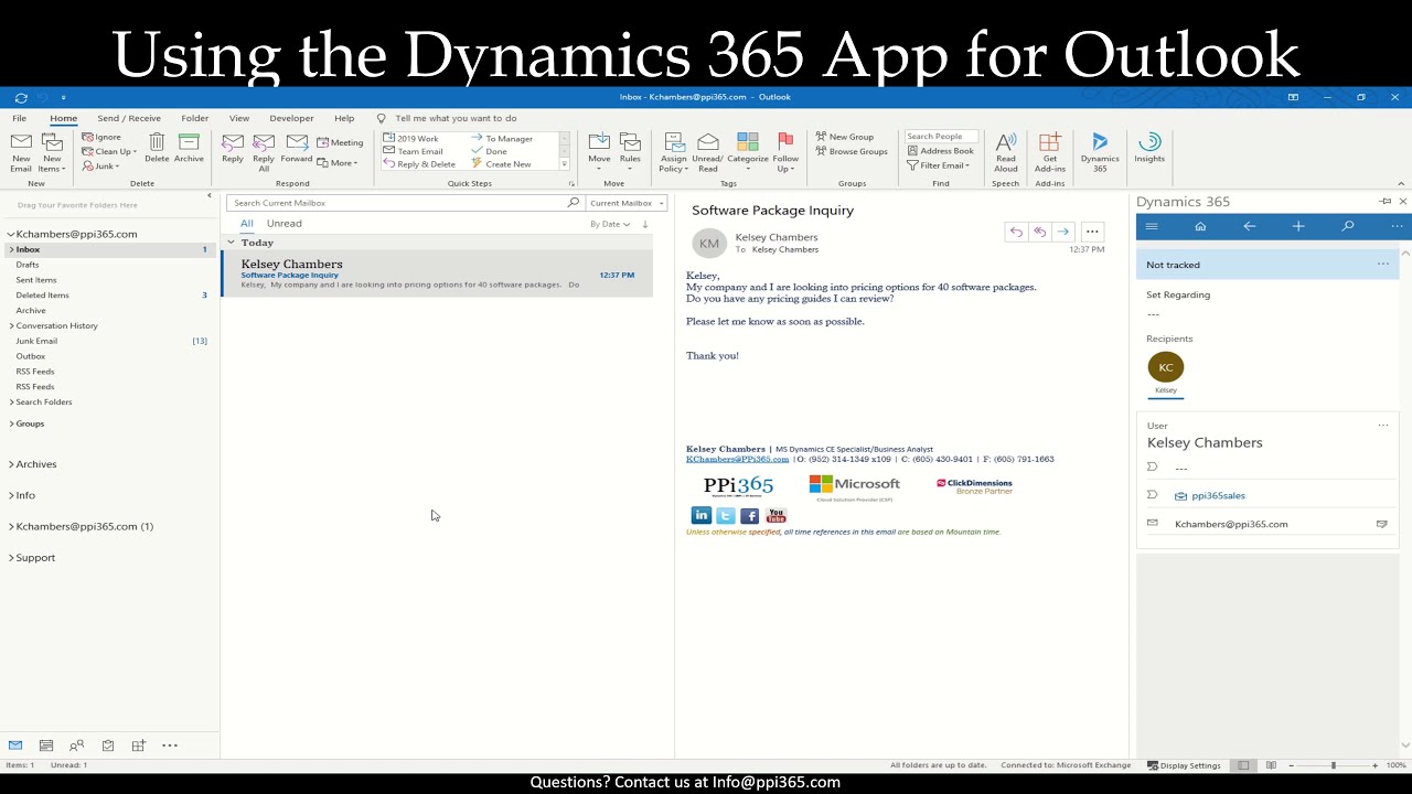 Dynamics 365 - Sales Hub App for Outlook - YouTube