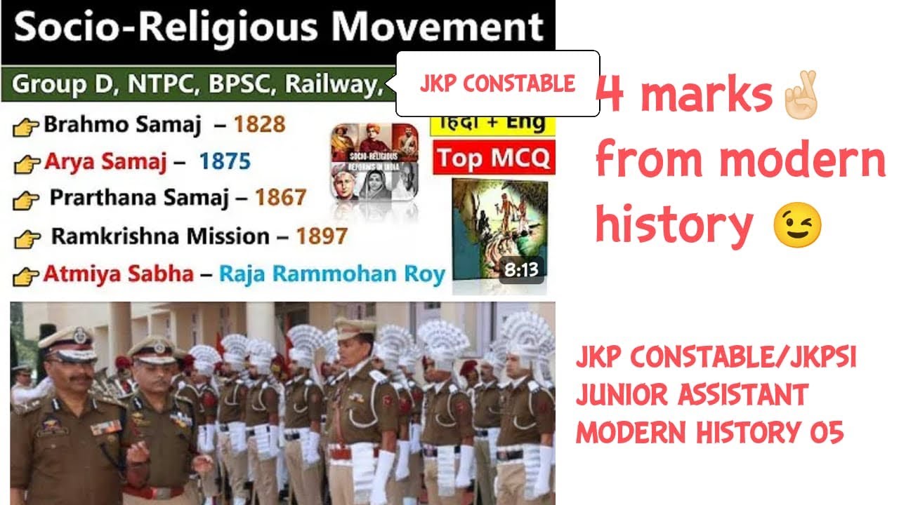 SOCIAL AND CULTURAL UPRISING| MODERN HISTORY 05 | #jkpconstable #jkpsi ...