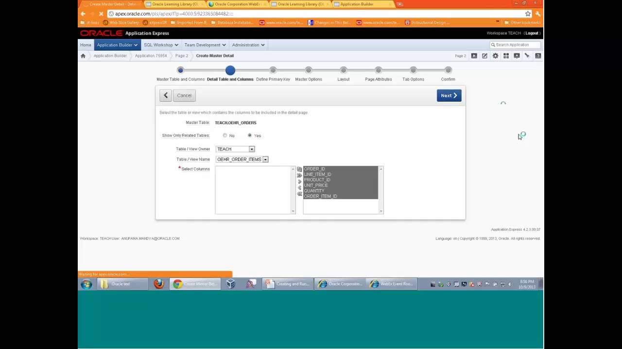 Creating and Running a Database Application Using Oracle Application ...