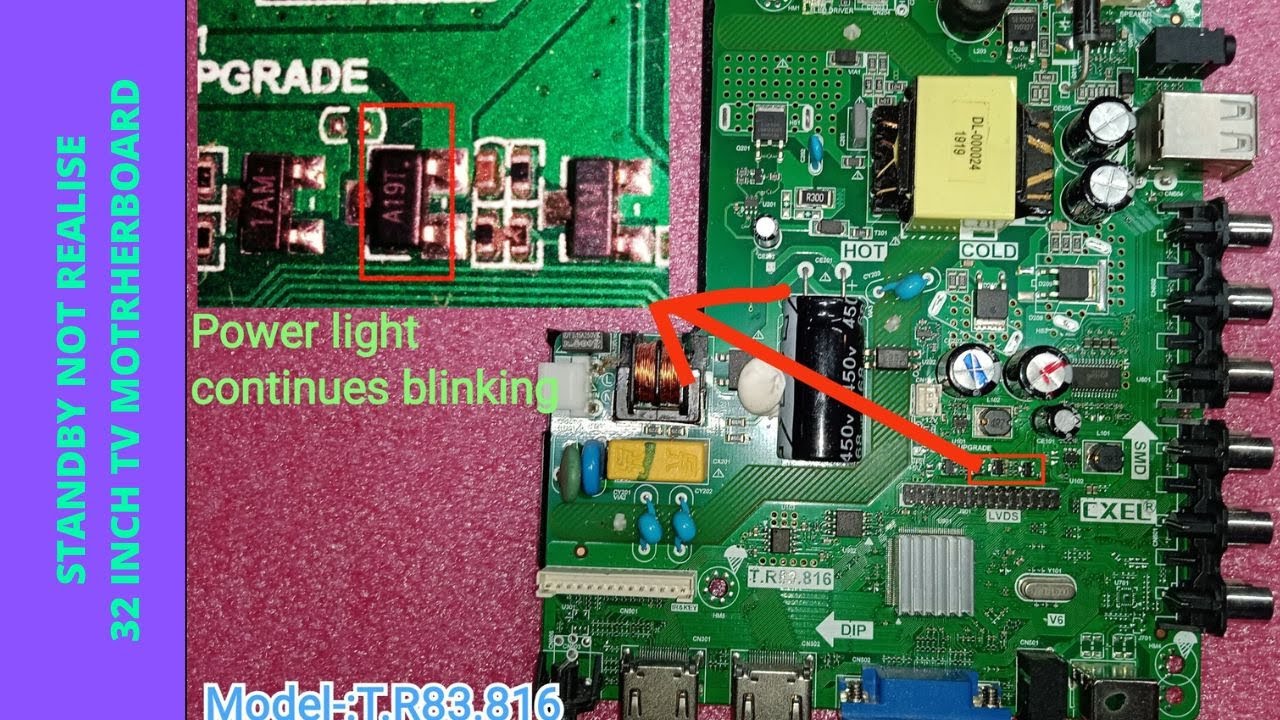 T.R83.816|Repair China led tv motherboard|power ok but standby not release|combo board| A19T ...