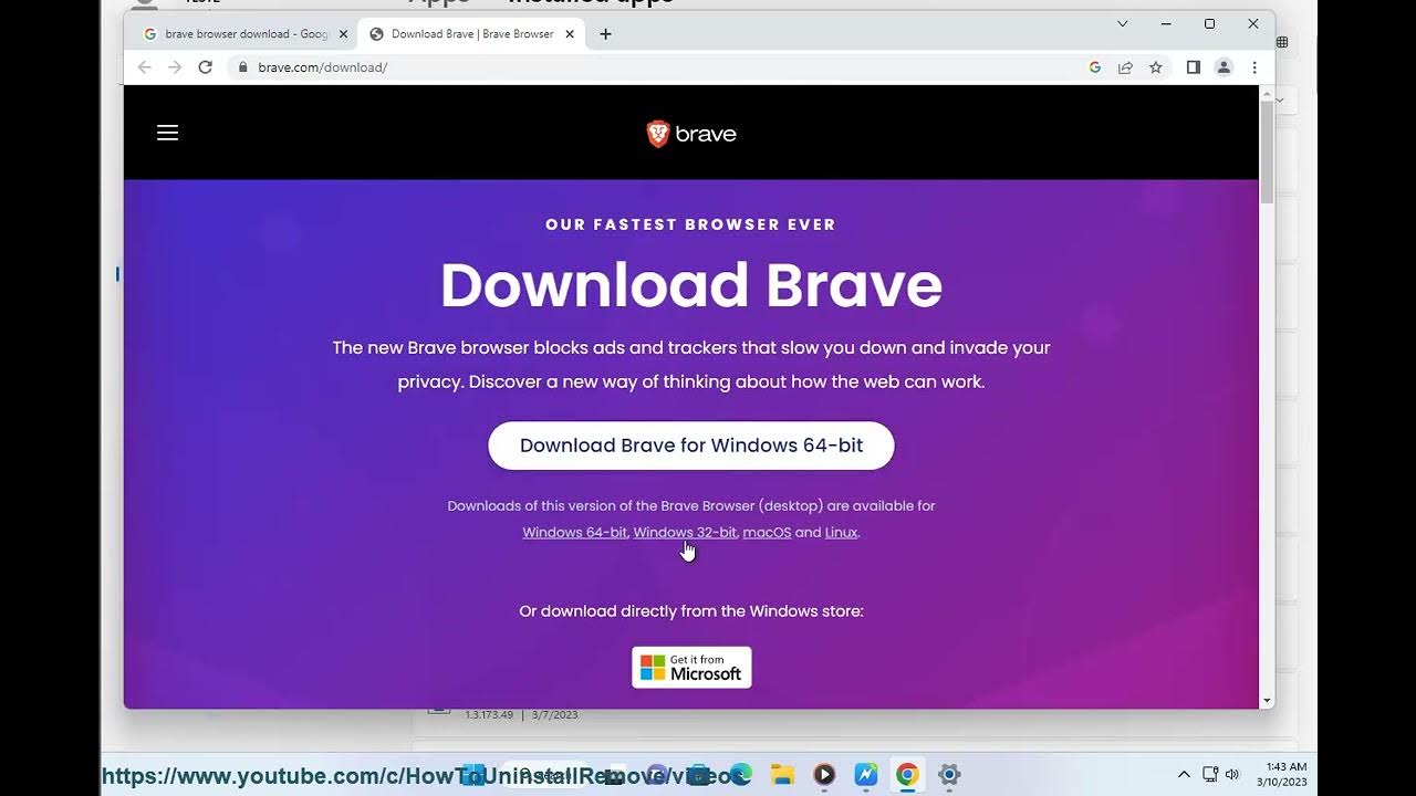 Uninstall then Reinstall Brave Browser on Windows PC - YouTube