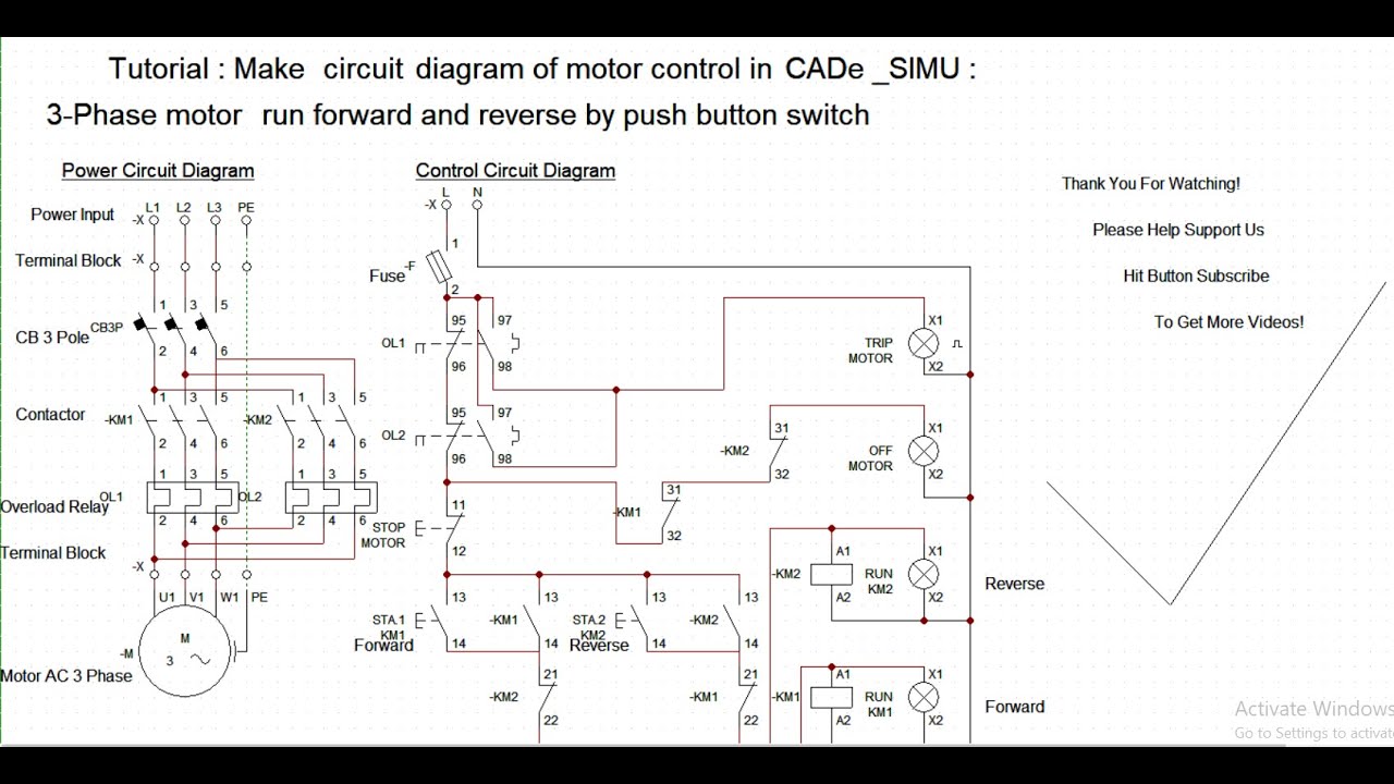 (Forward and Reverse): 3-phase motor run Forward and Reverse by push ...