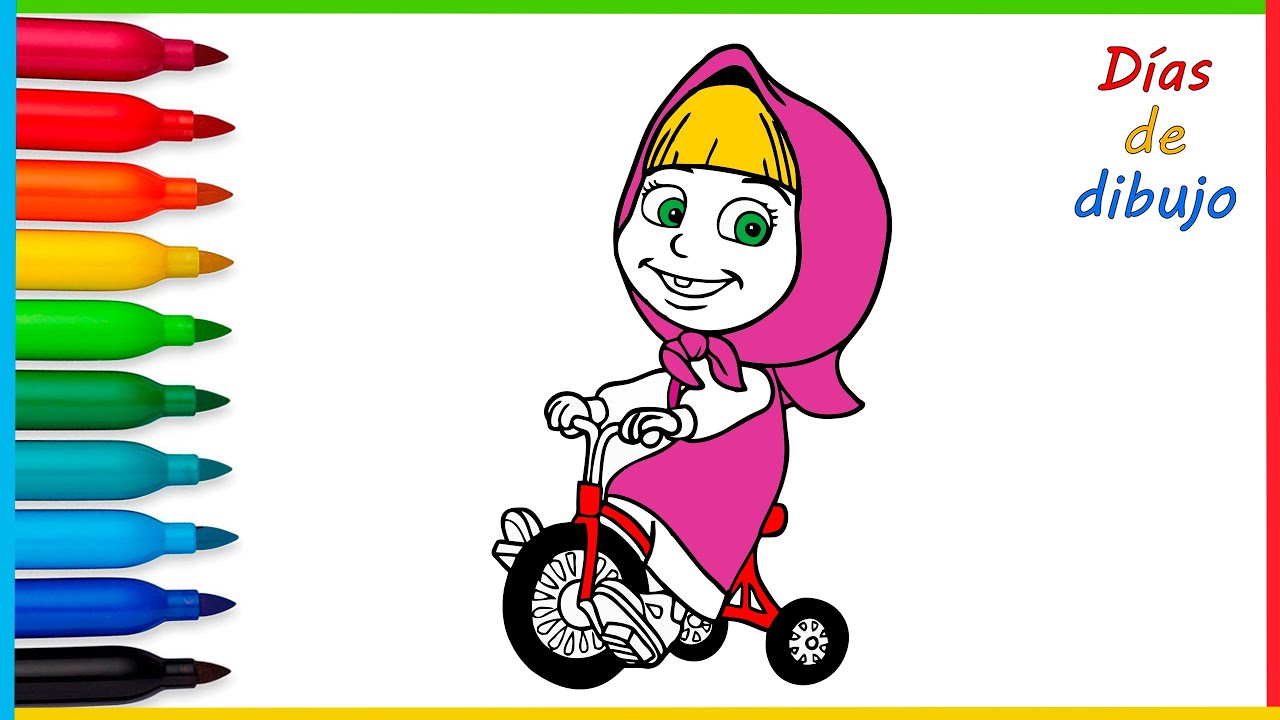 Colorea A Masha Y El Oso Manejando Bicicleta 👧🐻🚲🚲🚲🐻👧🏼Dibujos Para Niños ...
