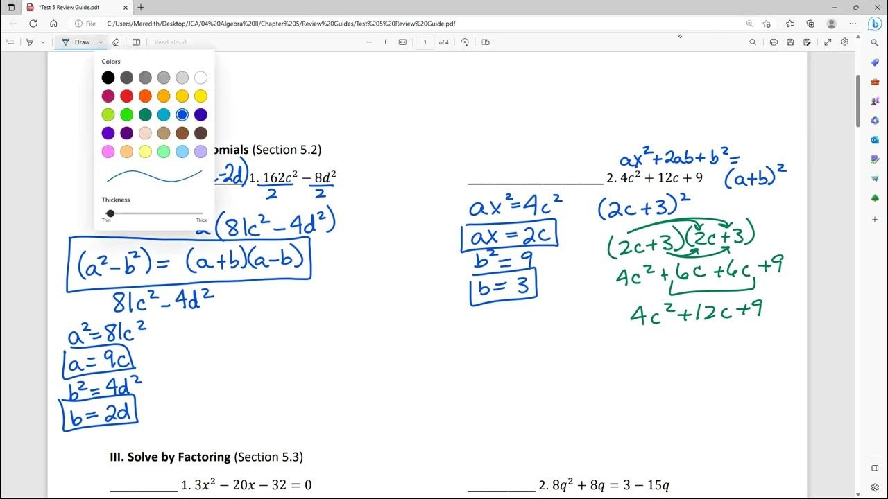 Algebra II Chapter 5 Review Guide Day 1 - YouTube