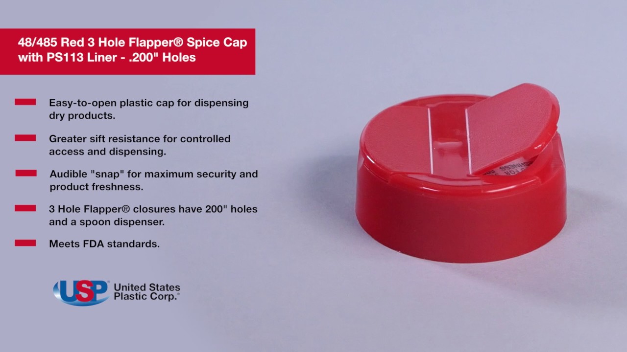 48/485 RED 3 HOLE FLAPPER® SPICE CAP WITH PS113 LINER - .200" HOLES | U ...