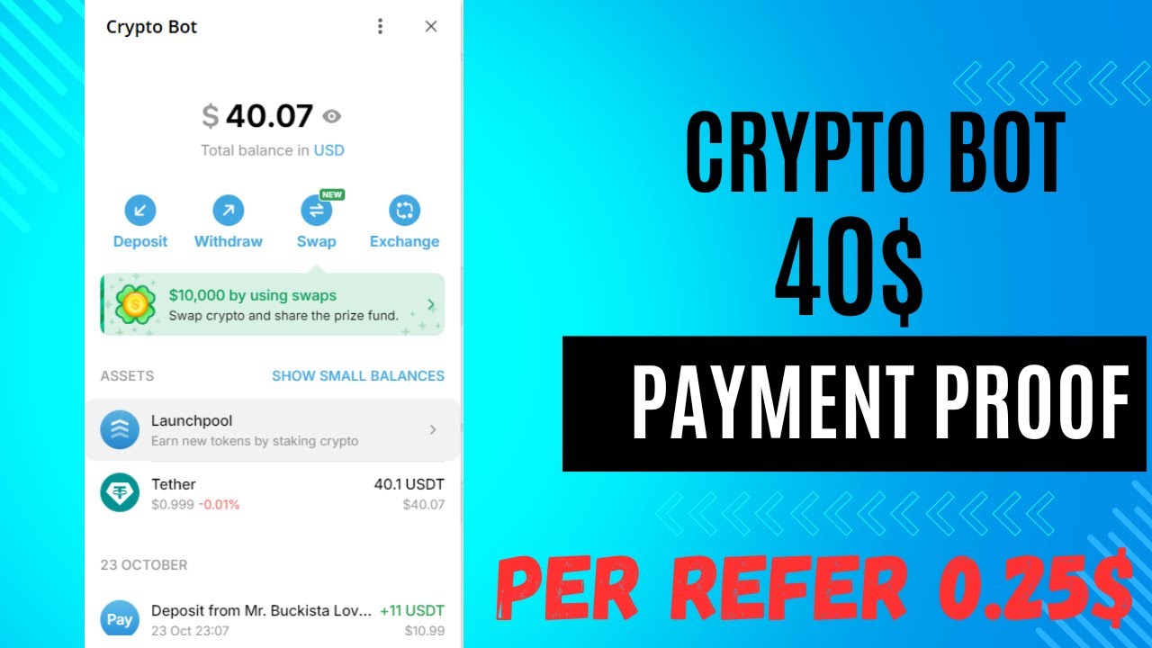 Crypto Bot 40$ Payment Received|| Best Airdrop Per Refer 0.25$ - YouTube