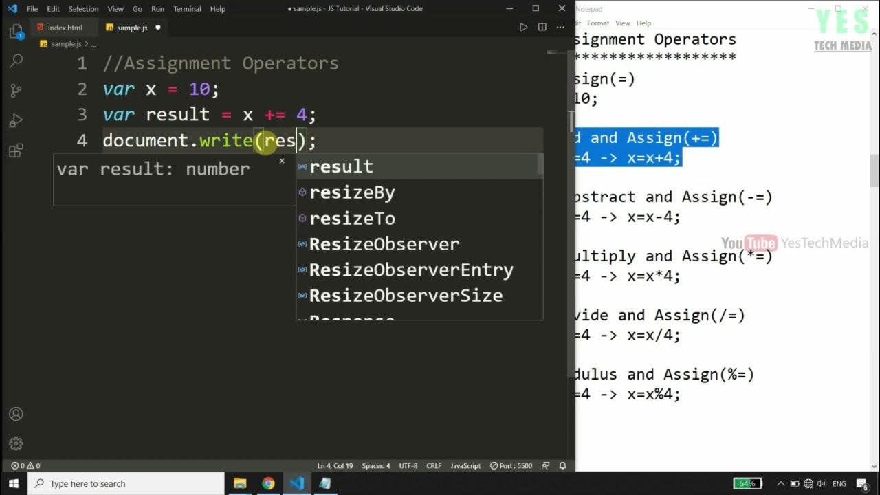 Assignment Operators | JavaScript Malayalam Tutorial | Part 6 of 25 ...