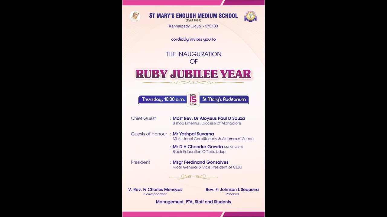 INAUGURATION OF RUBY JUBILEE YEAR - YouTube