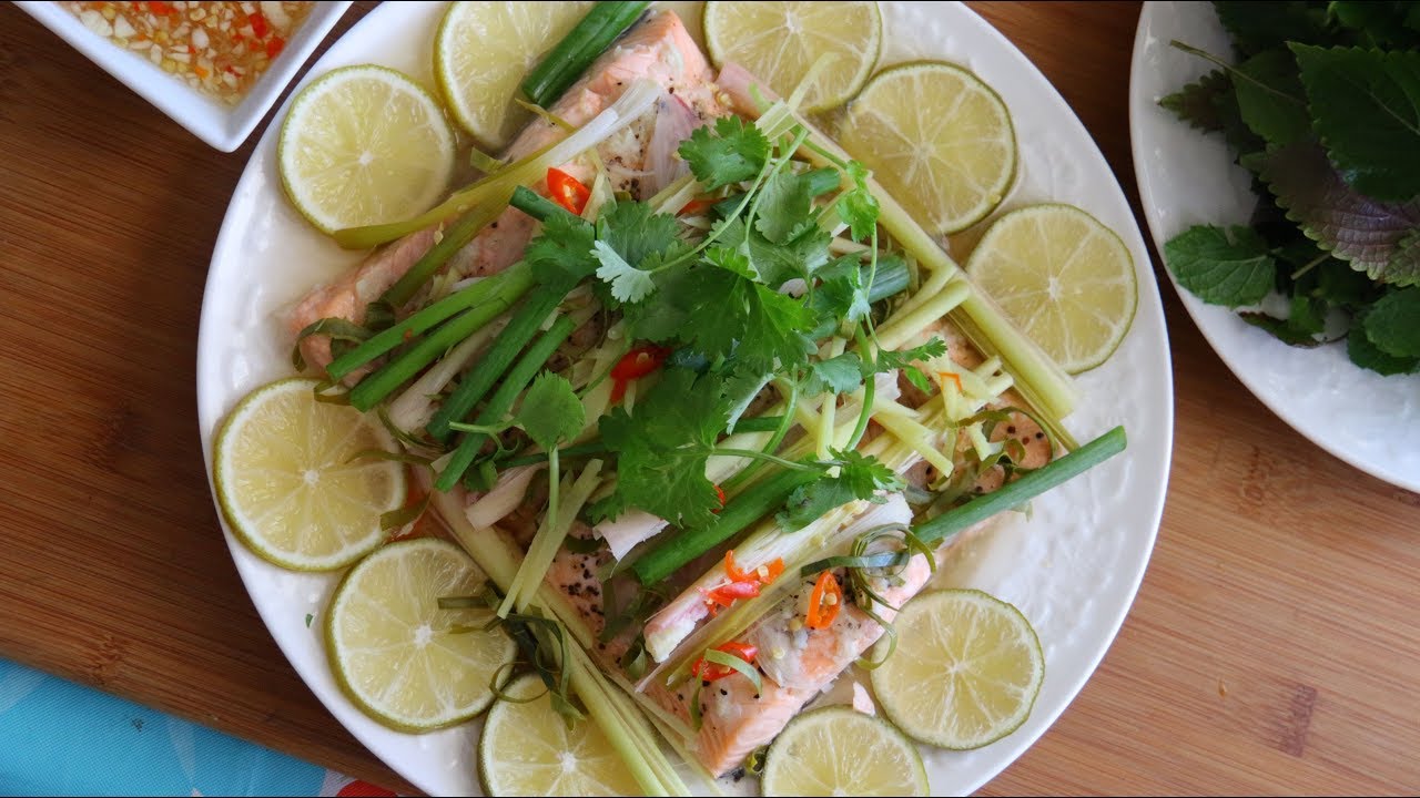 Cá Hồi Hấp Chanh (Steamed Salmon with Lime) Recipe - YouTube