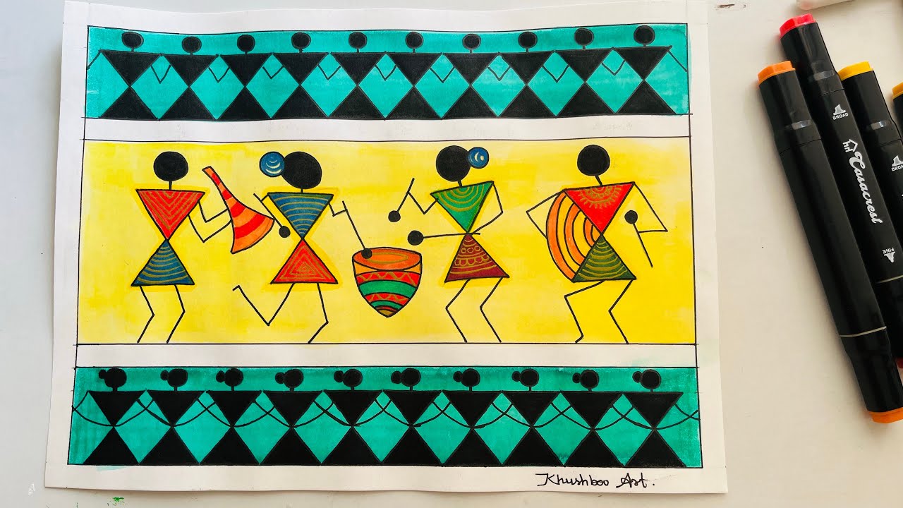 Easy Warli Painting for beginners | Warli art tutorial - YouTube