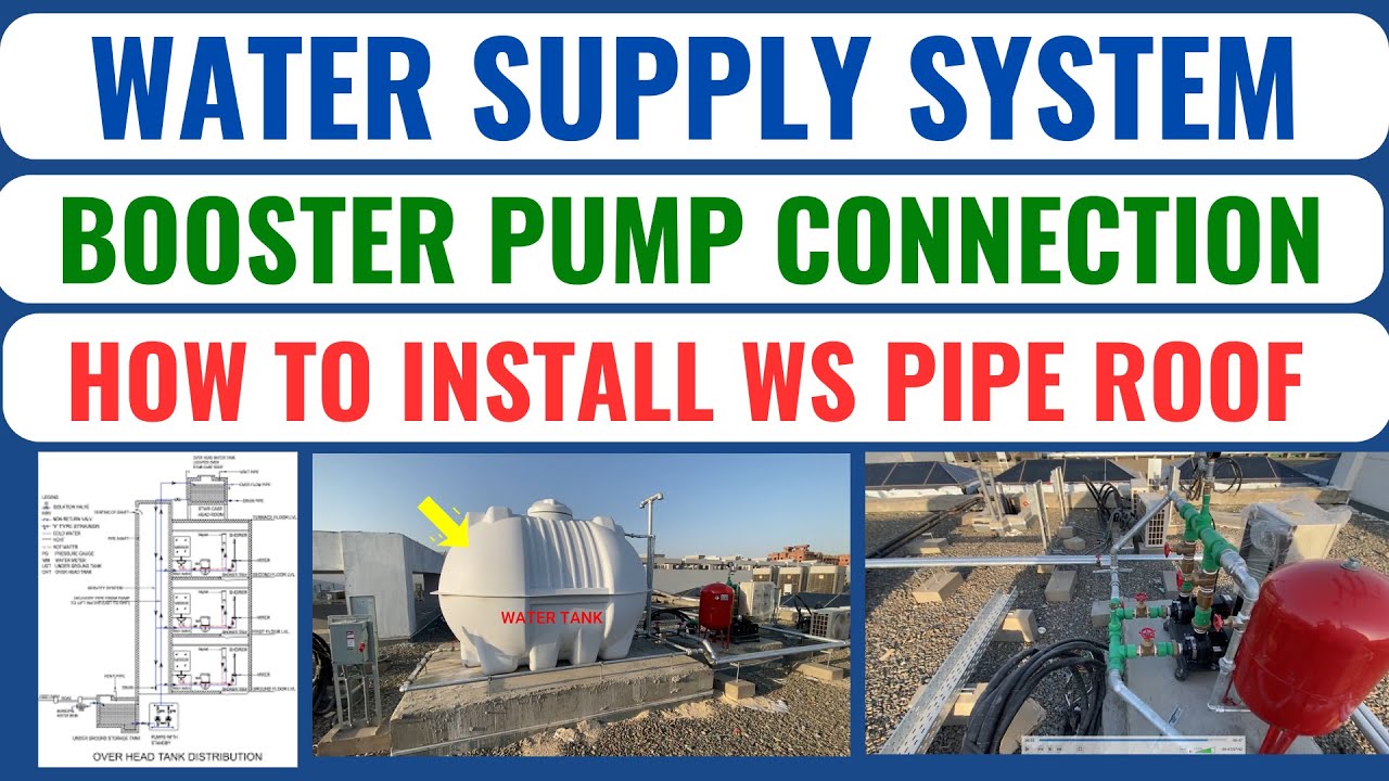 Water Supply Distribution On ROOF | Booster Pump Connection | GI Pipe ...