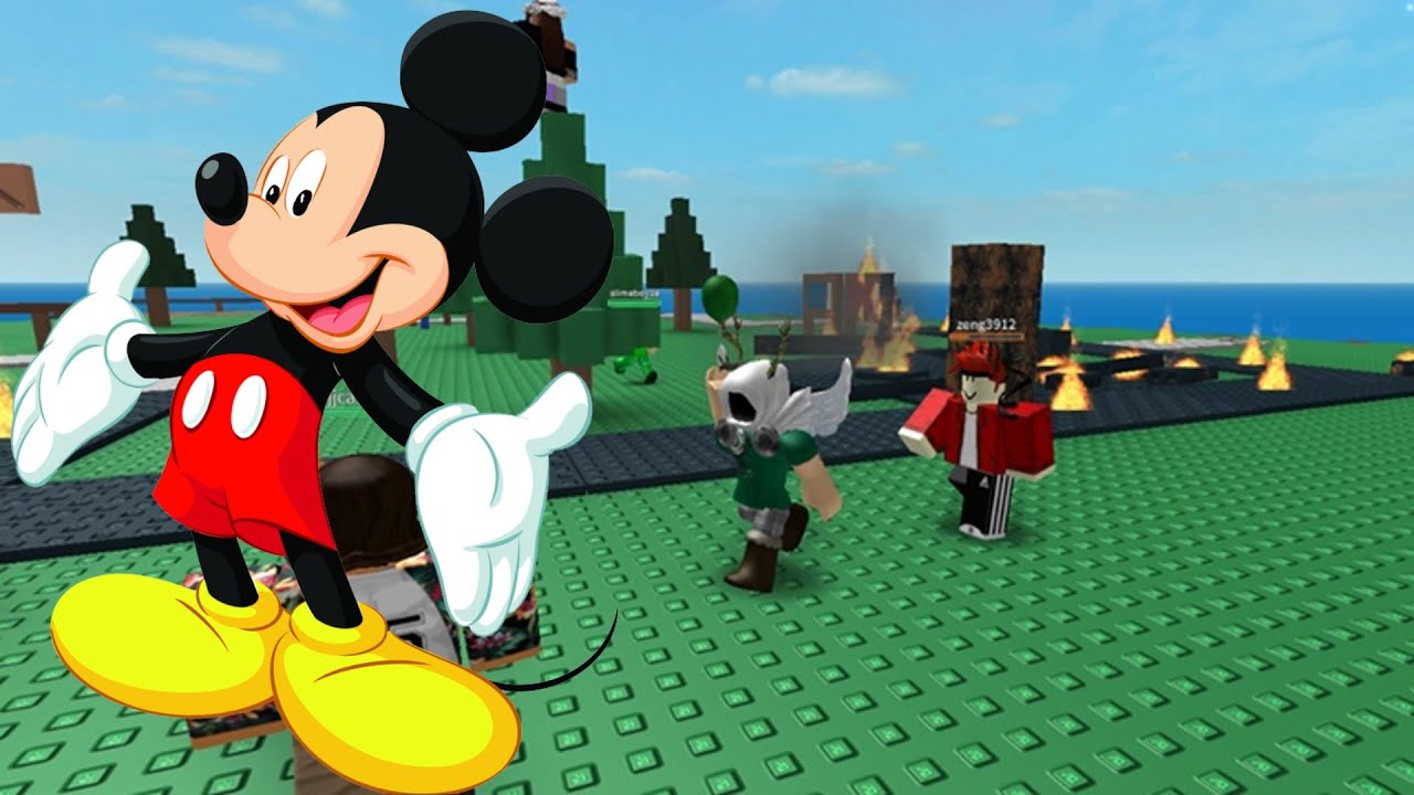 MICKEY MOUSE JUEGA ROBLOX - Natural Disaster Survival - YouTube