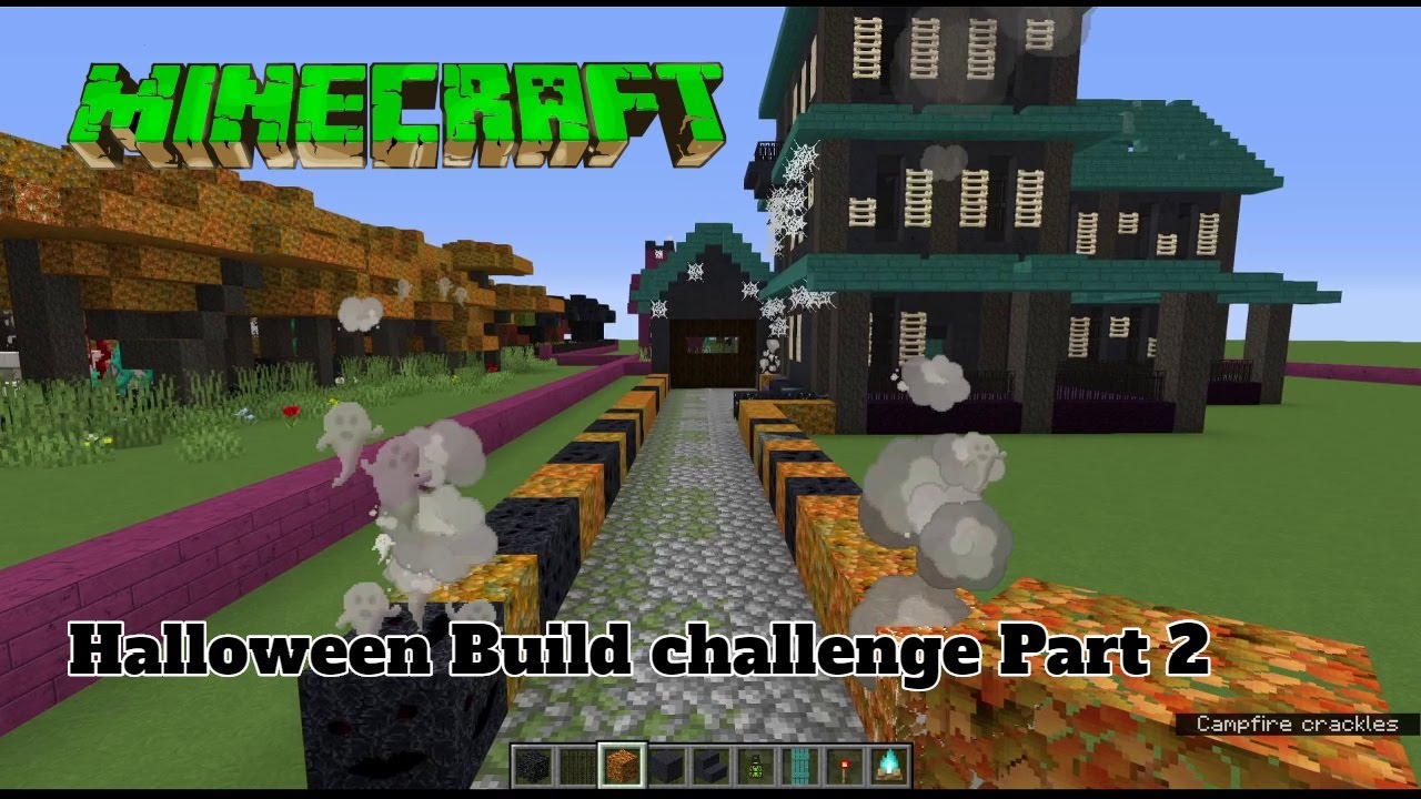 Minecraft Halloween Build challenge Part 2 - Haunted House Front - YouTube