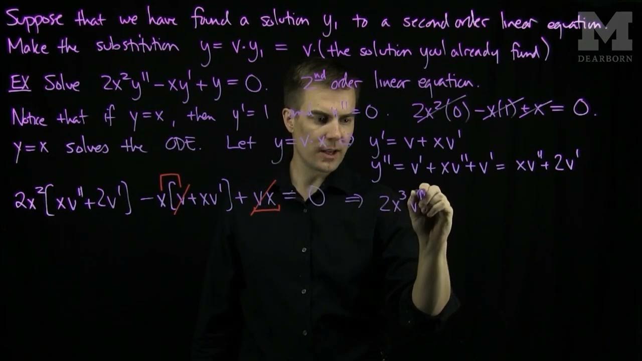 Reduction of Order for Second Order Linear ODEs - YouTube