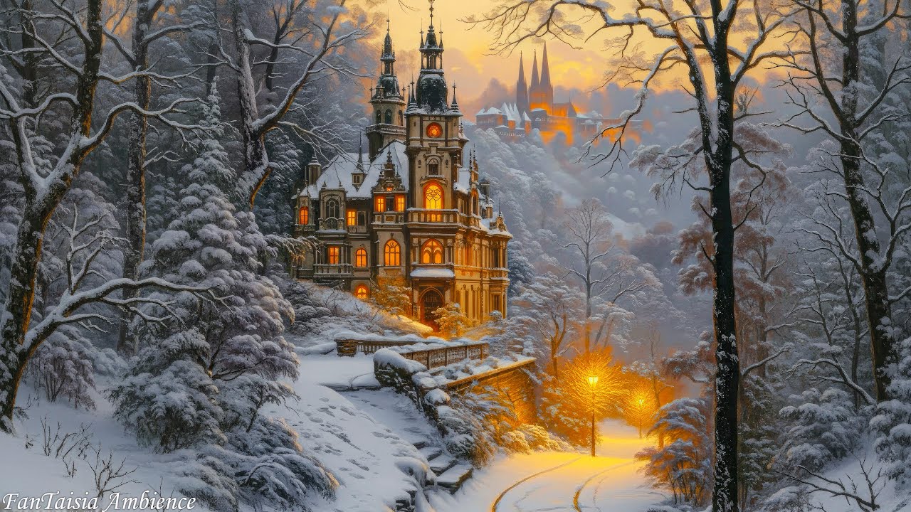 Celtic Snowfall Melodies ️Castle of Winter, Snowy Village, Medieval ...