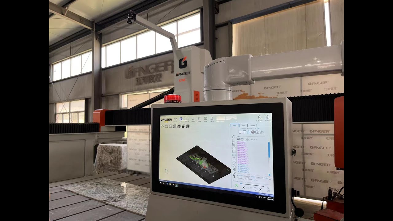 5 axis bridge saw with camera function for granite slab cutting - YouTube