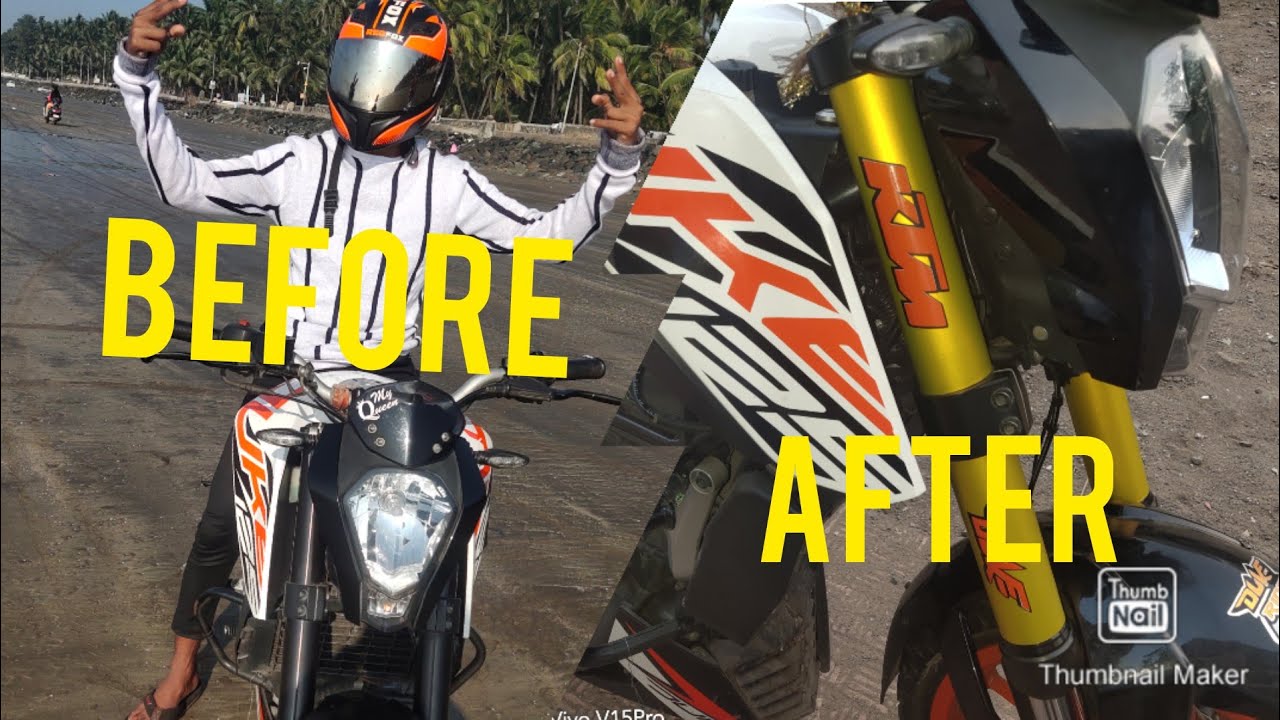 Ktm duke 125 Golden Fork . fork wrap. fork modify . Fork colour change ...