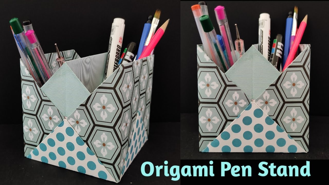 HOW TO MAKE PEN STAND /Origami Paper Pen Holder/Pencil Holder /origami ...