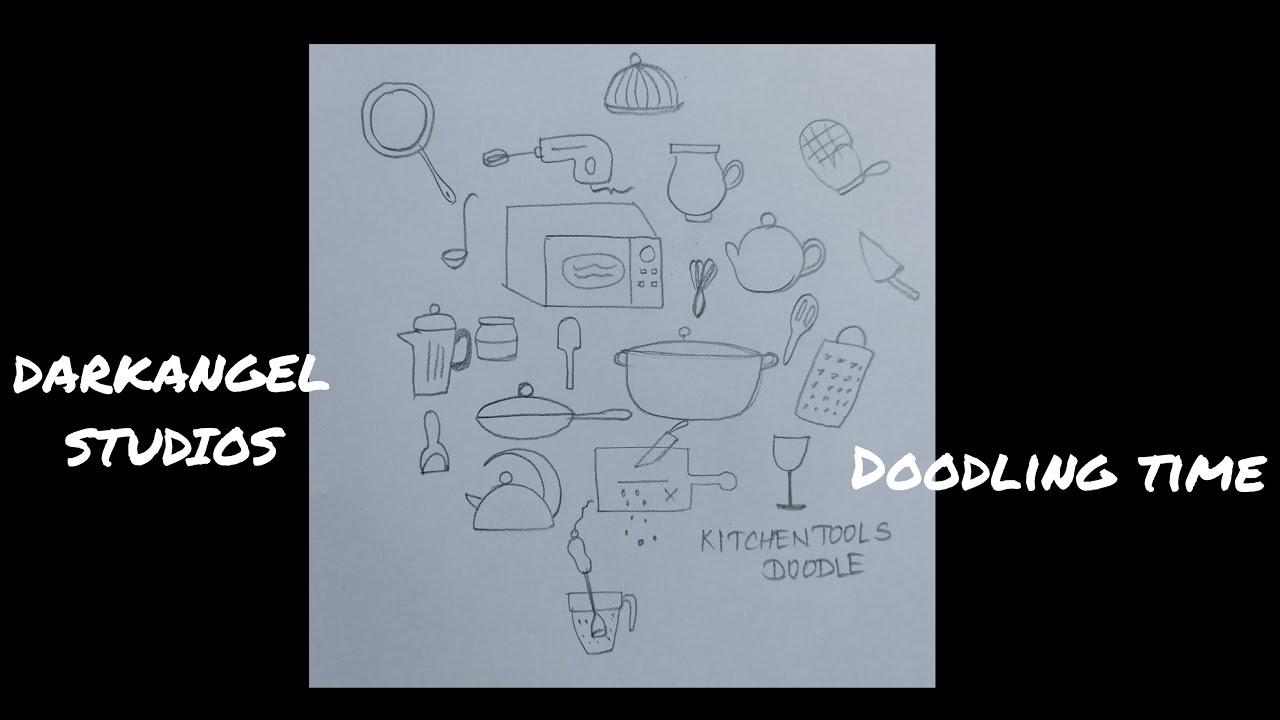 Kitchen tools doodle||How simple to do kitchen tools doodle ||kitchen ...