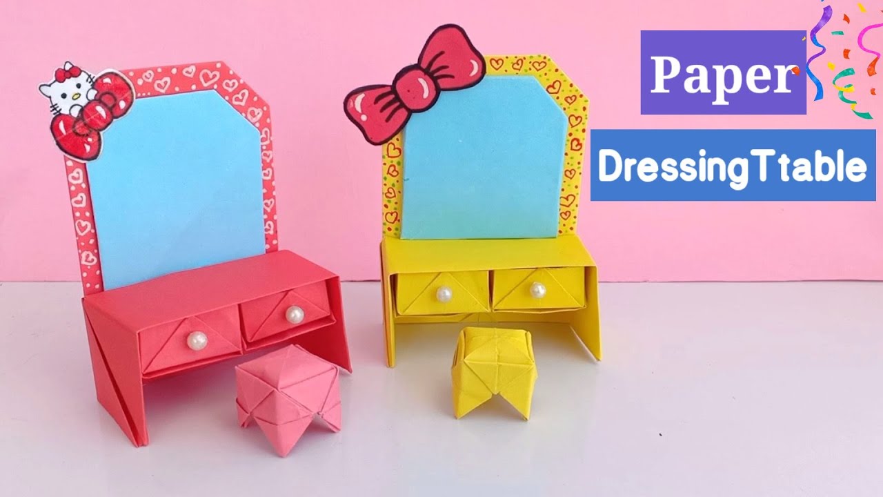 DIY MINI PAPER DRESSING TABLE / Paper Craft / Easy Origami Dressing ...