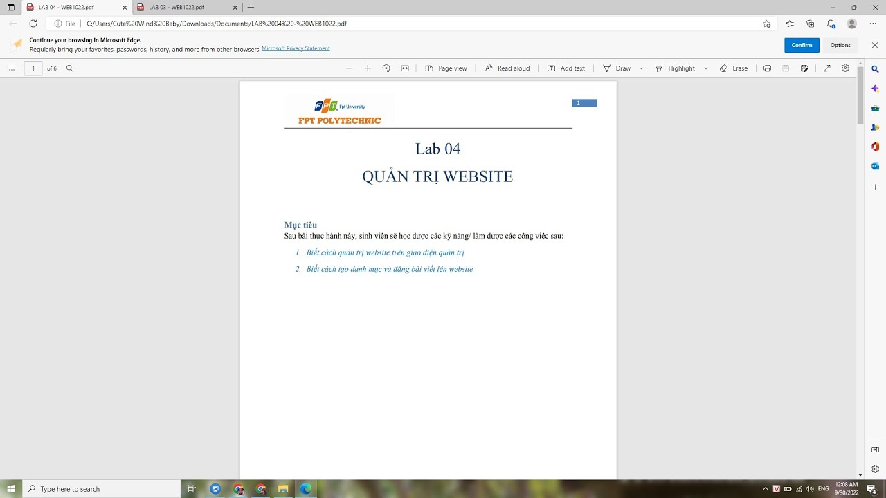 Web1022| Lab 04 QUẢN TRỊ WEBSITE - YouTube