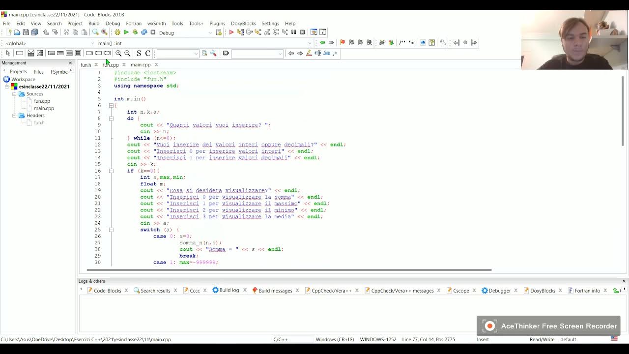 Coding: esercizio con le funzioni in C++ - YouTube