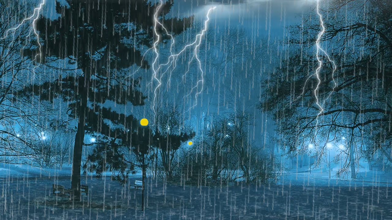 Falling Asleep in 3 Minutes | Soothing Rain & Thunder Sounds on Park at ...