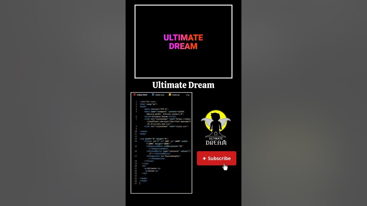 Glowing Text Design Html Css Javascript Project Ultimate Dream Rj Tazmul
