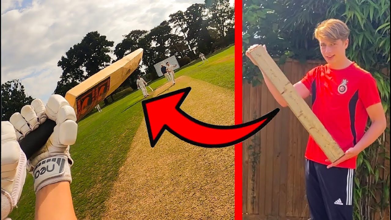 Batting with a HOME-MADE Bat (in a real match...) - YouTube