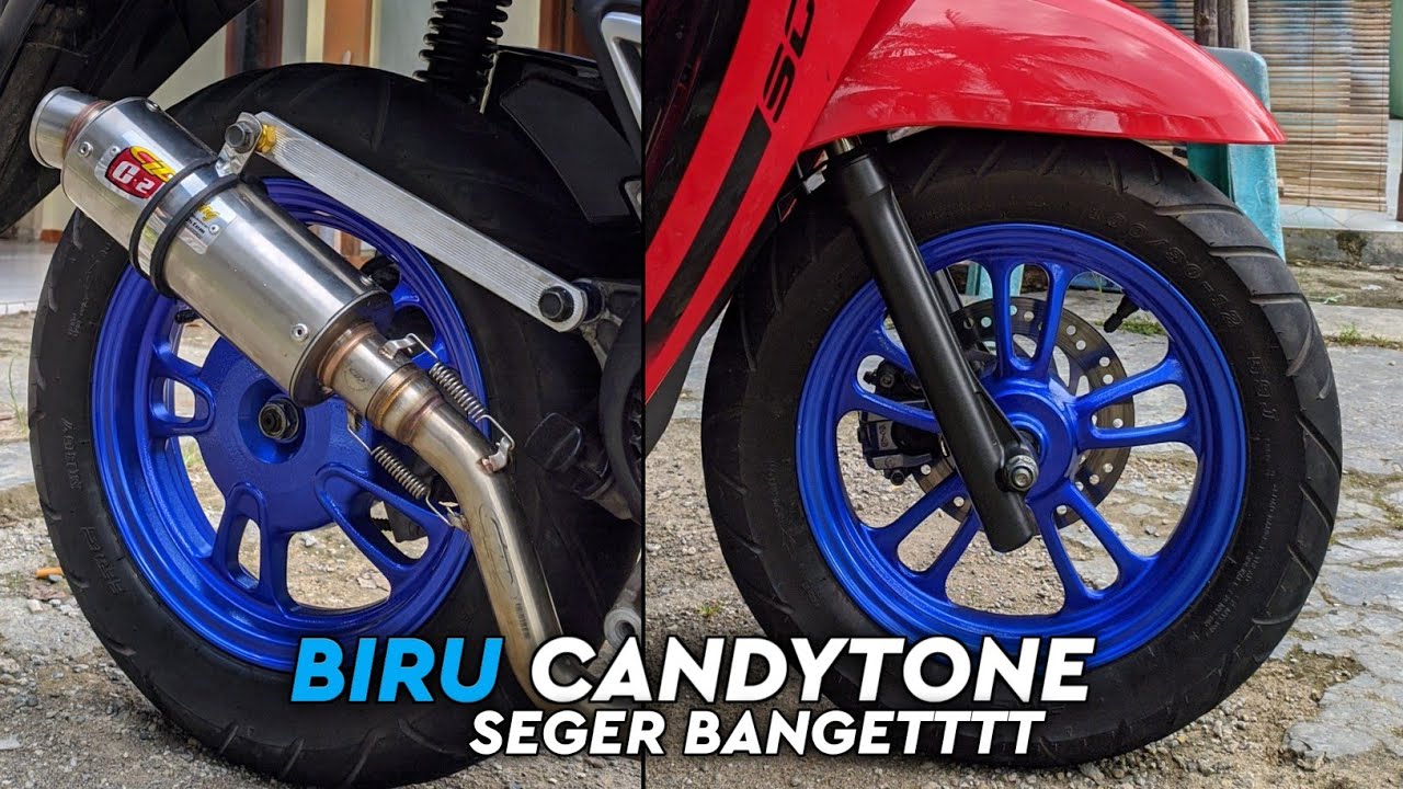 SCOOPY 2021 - REPAINT BLUE CANDYTONE || WETLOOK BANGED‼️ - YouTube