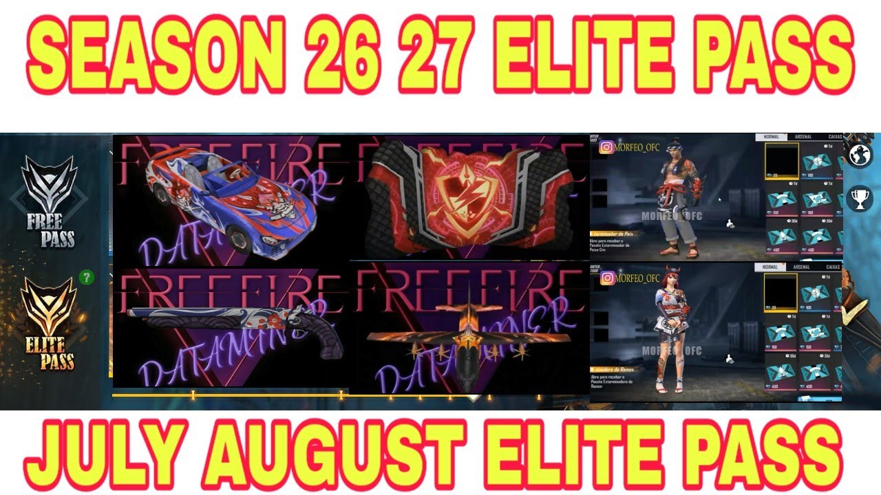 FREE FIRE 26 & 27 ELITE PASS FULL REVIEW || JULY & AUGUST ELITE PASS ...