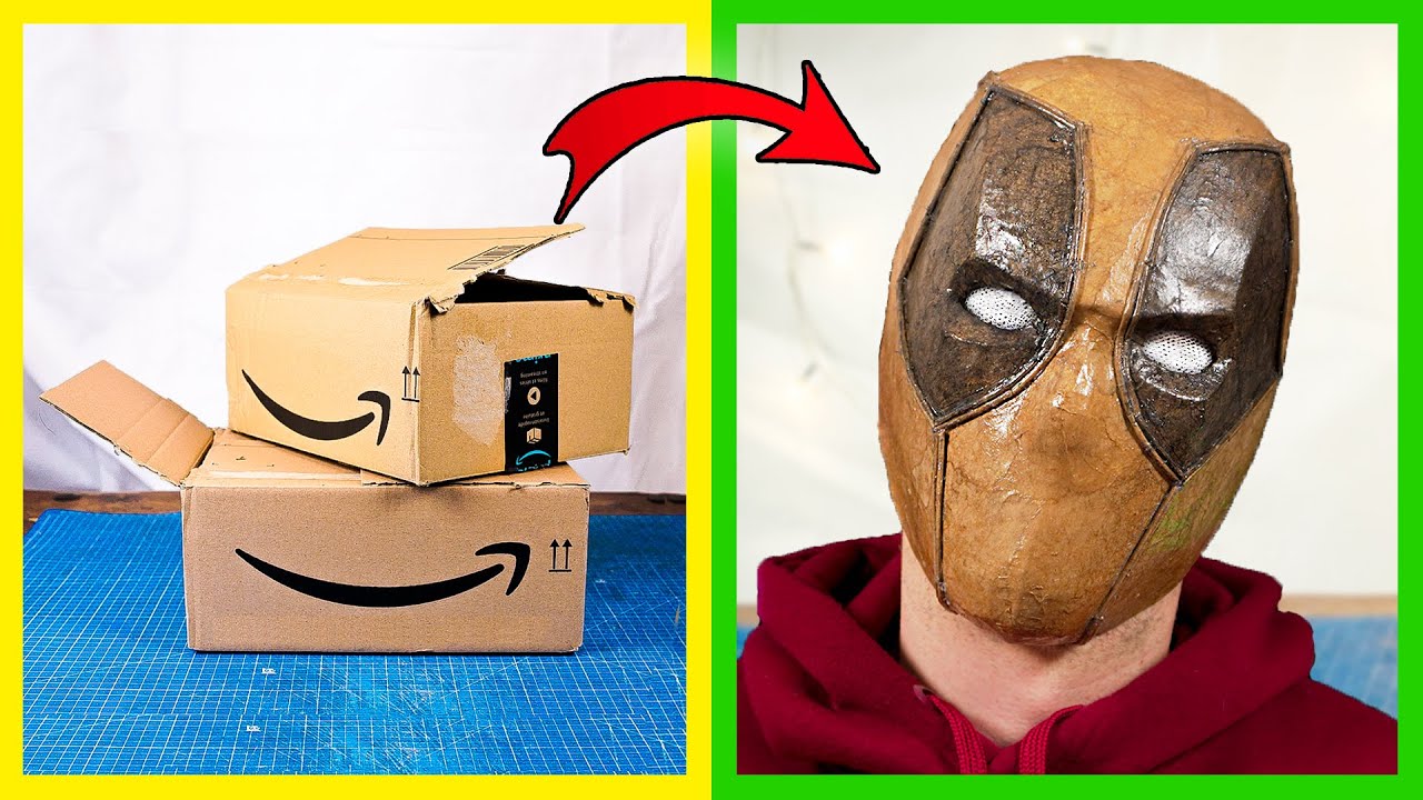 How To Make Deadpool Mask With Cardboard - YouTube