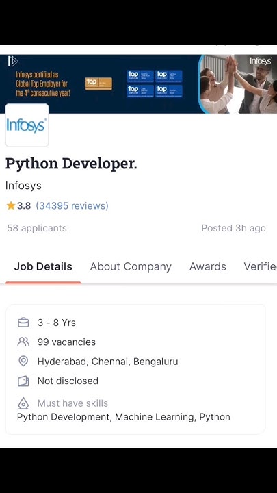 Infosys is hiring python developer - YouTube
