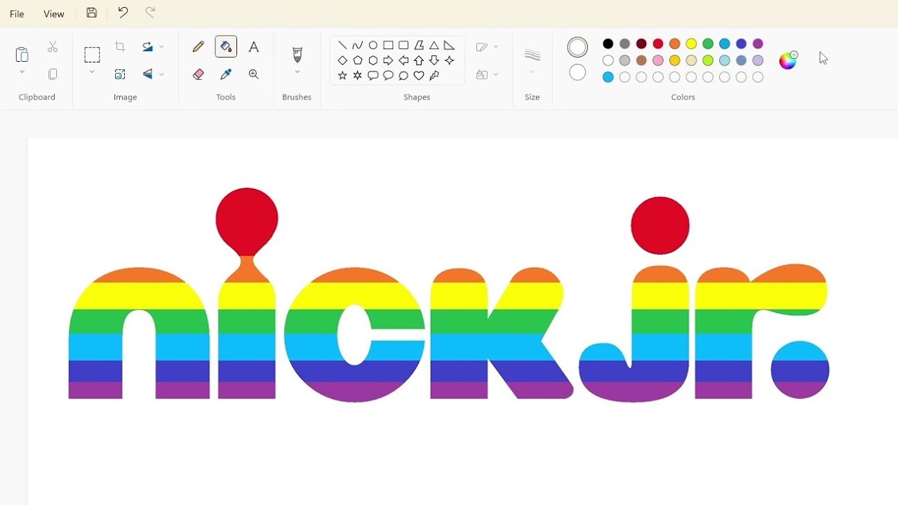 How to draw a colorful Nick Jr. logo using MS Paint | How to draw on ...