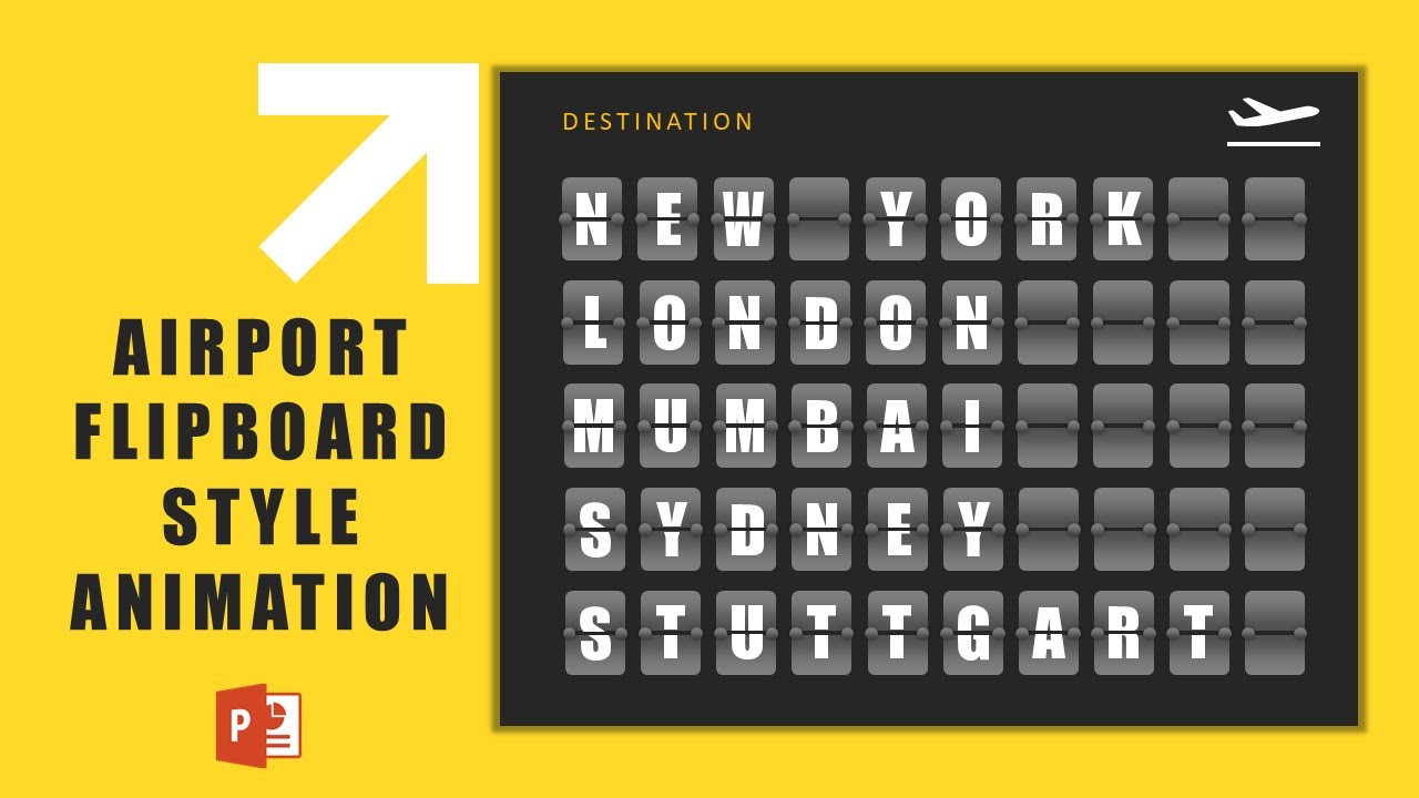 How to Create Airport Flipboard Animation in PowerPoint - YouTube
