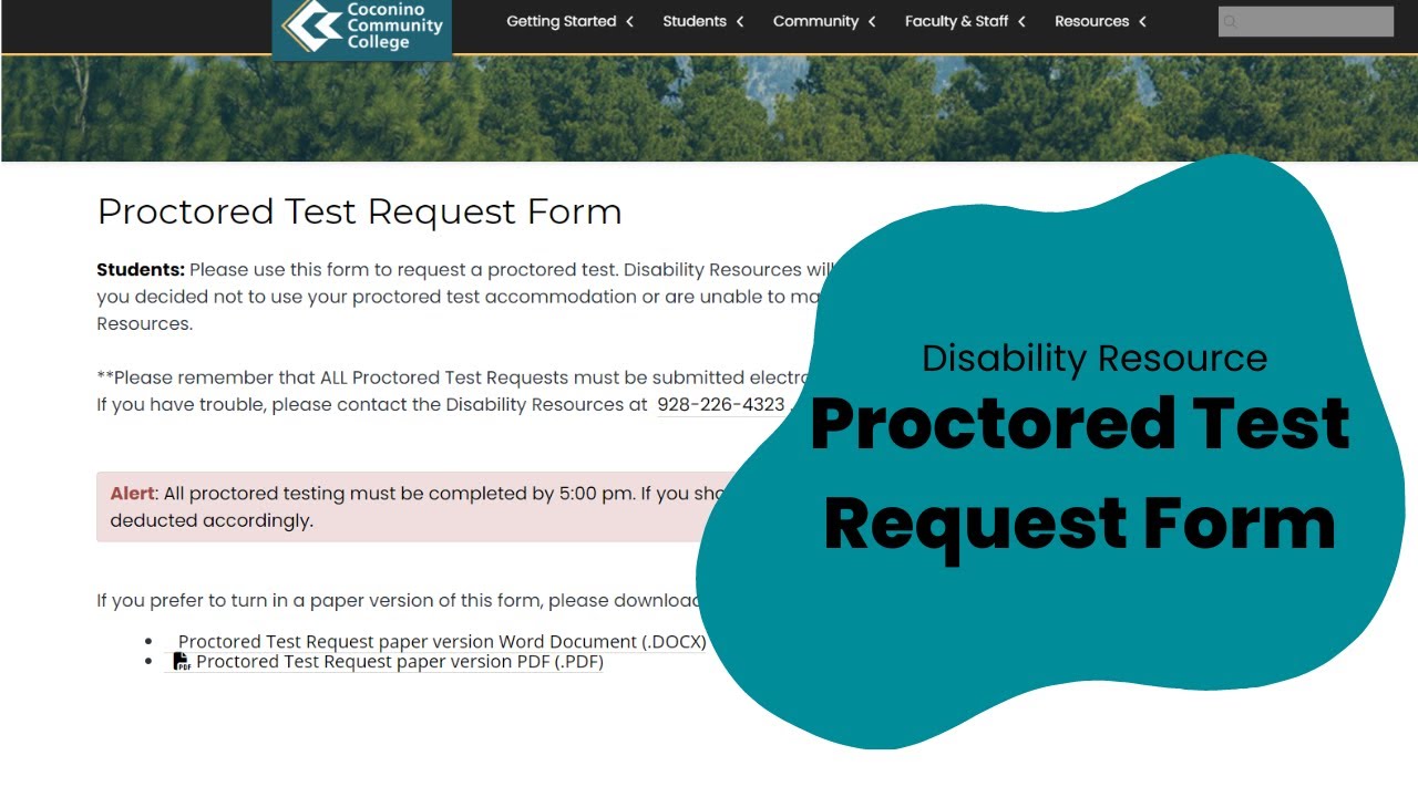 Disability Resources Proctored Test Request - YouTube