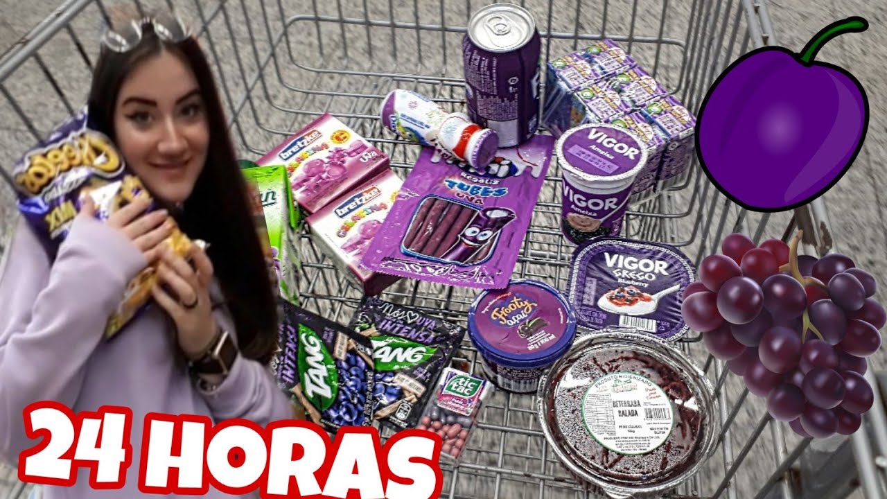 24 HORAS SÓ COMENDO COMIDAS COLORIDAS ( *ROXAS* ) !!! - YouTube