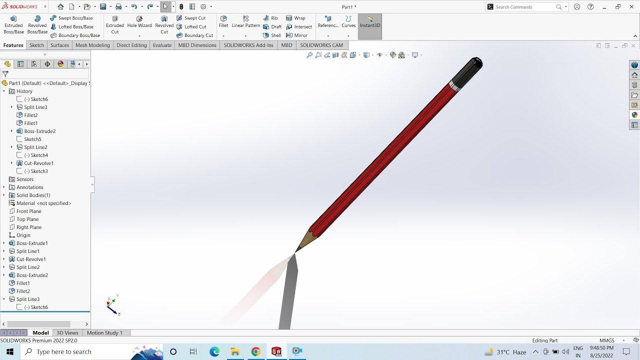 SolidWorks Tutorial | Pencil Design - YouTube