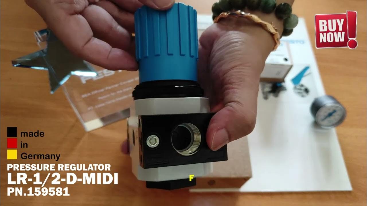FESTO PRESSURE REGULATOR LR-1/2-D-MIDI PN.159581 - YouTube