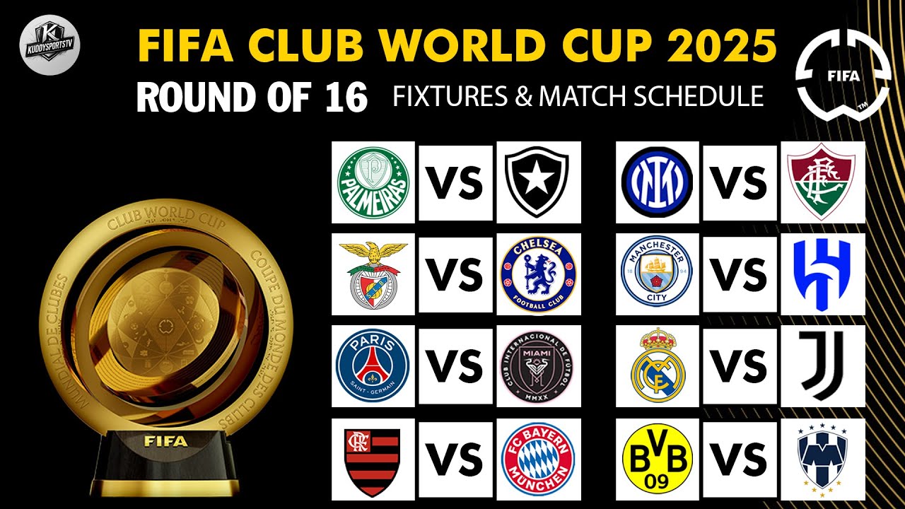 🚨FIFA CLUB WORLD CUP 2025: Round of 16 Fixtures & MATCH SCHEDULE - YouTube