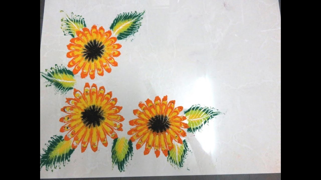 Sun Flower Rangoli Sun Flower Kolam By Latest Rangoli - YouTube