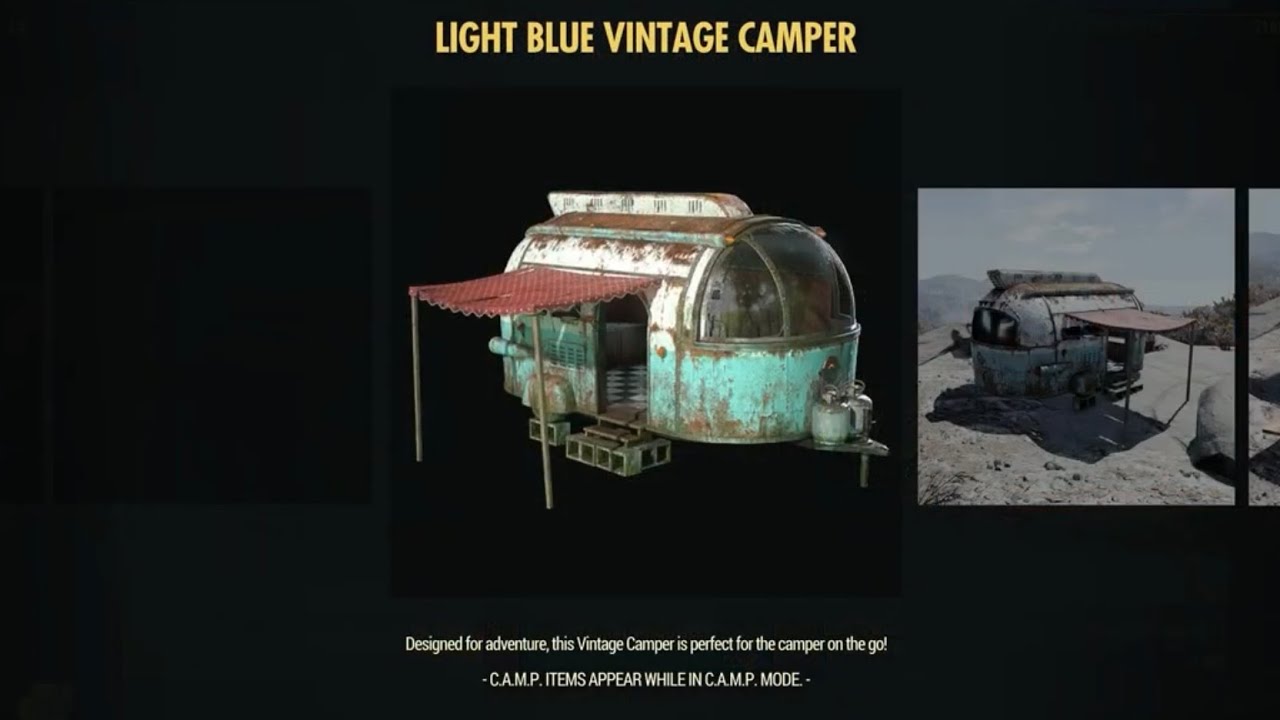 Fallout 76 Light Blue Vintage Camper Review - Vintage Camper With And ...