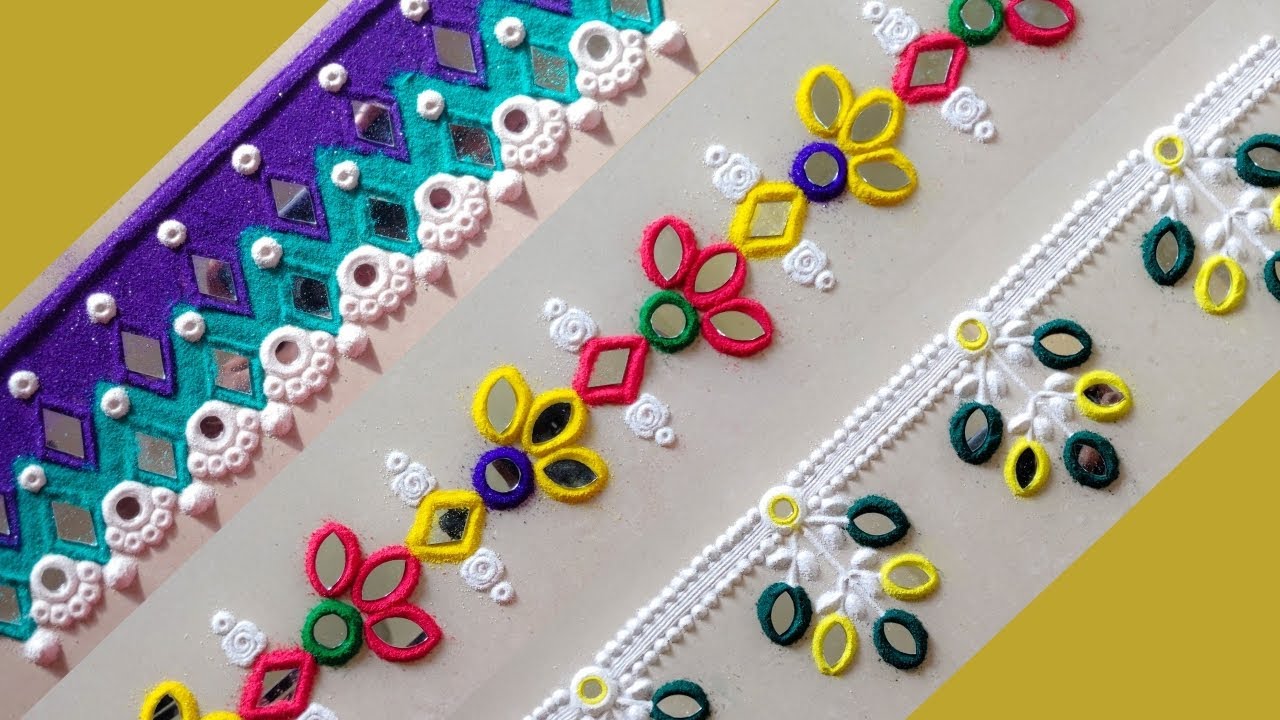 Easy Border Rangoli Designs l Quick and Simple side borders l Door ...